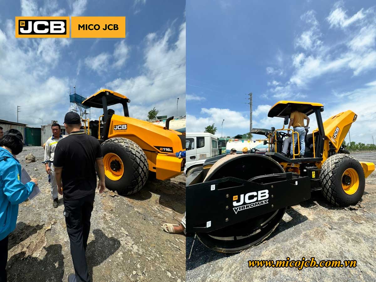 Bàn giao JCB: Lu rung 116D và Xúc đào 215 dự án xây dựng